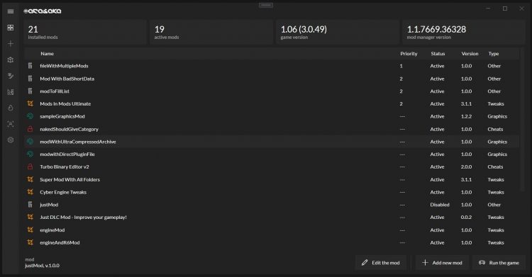 Mod Manager for Cyberpunk 2077: easy installation of mods