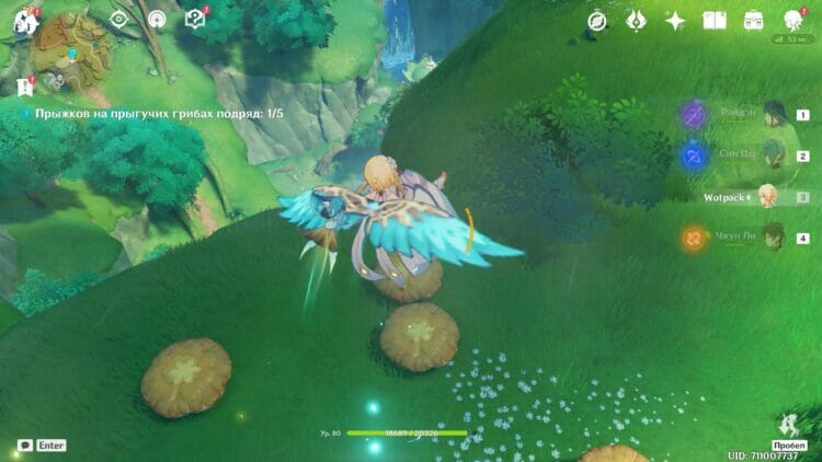 Paddestoelen springen in Genshin Impact: hoe maak je 5 sprongen achter ...