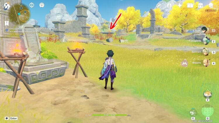 Find the stone tablets in the Ruins of the Guili Assembly in Genshin Impact