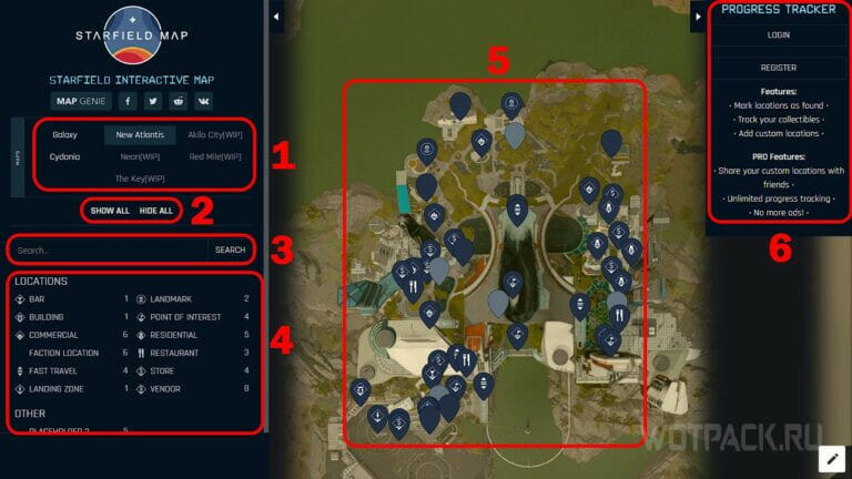 Starfield Interactive Map: All Symbols
