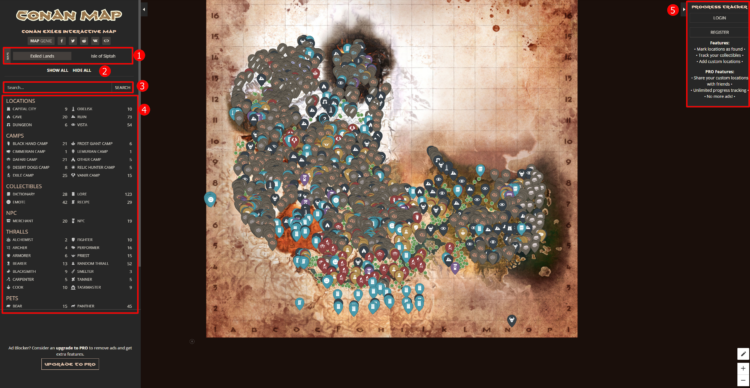 Mapa interativo de Conan Exiles: todos os símbolos