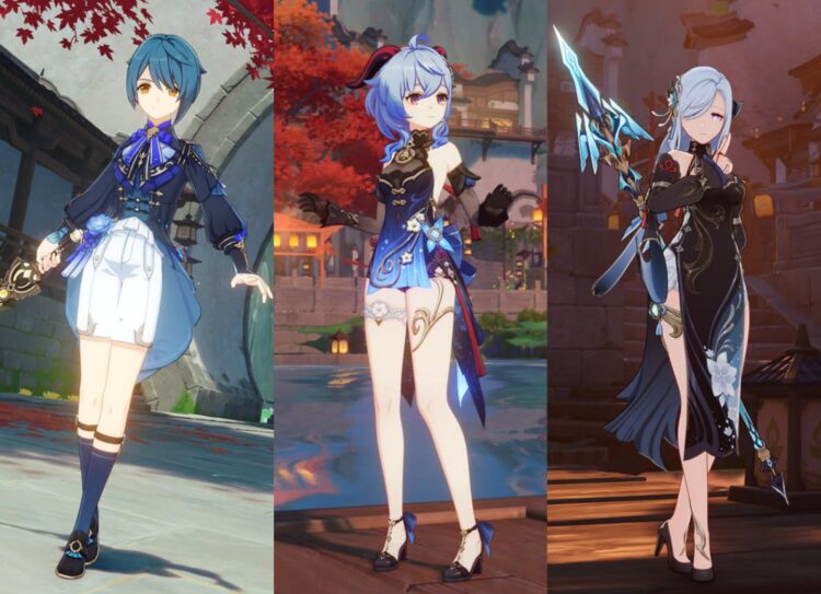 Skins Ganyu, Shen He and Xingqiu in Genshin Impact