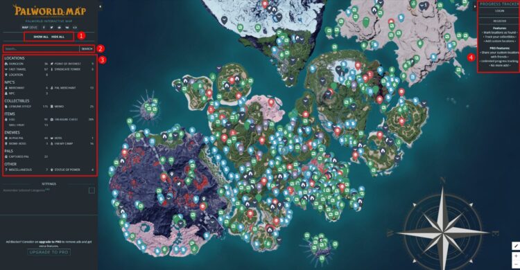 Carte interactive Palworld : tous les amis, coffres et ressources