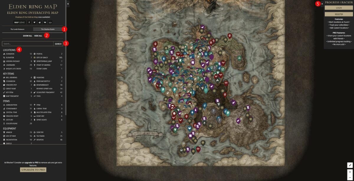 Interaktivní mapa Shadow of the Erdtree v Elden Ring: The Shadowfell