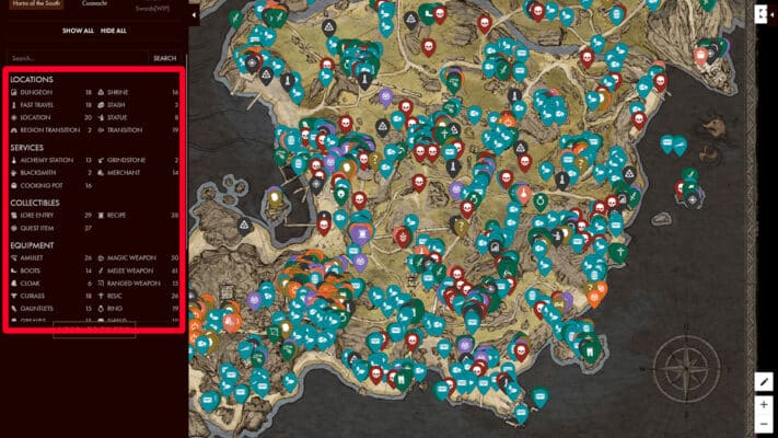 Tainted Grail The Fall of Avalon Interactive Map: All Regions