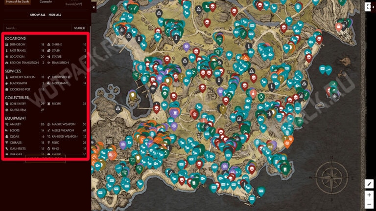 Tainted Grail The Fall of Avalon Interactive Map: All Regions